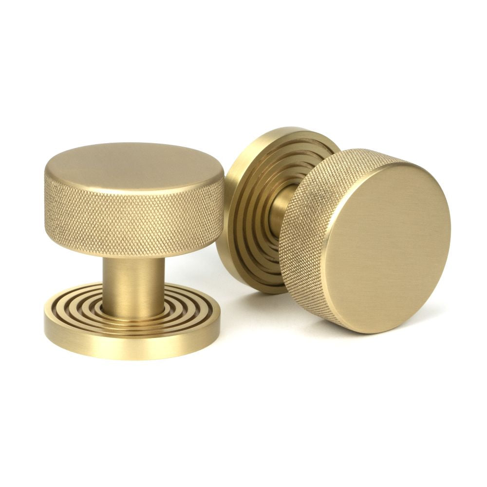 From The Anvil - Satin Brass Brompton Mortice/Rim Knob Set (Beehive ...